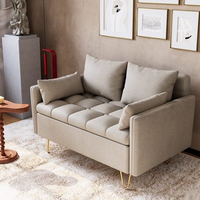 Homcom 48" 2 Seater Couch For Small Spaces, Modern Loveseat Sofa For ...