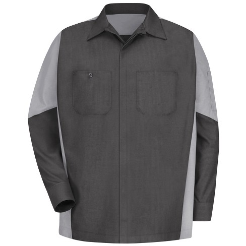 Red Kap Men's Long Sleeve Two-tone Crew Shirt, Charcoal/grey - L : Target