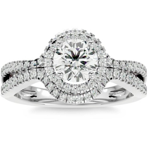 Pompeii3 1 1/2ct Diamond & Moissanite Halo Engagement Ring In 10k Gold - Size 8.5 : Target
