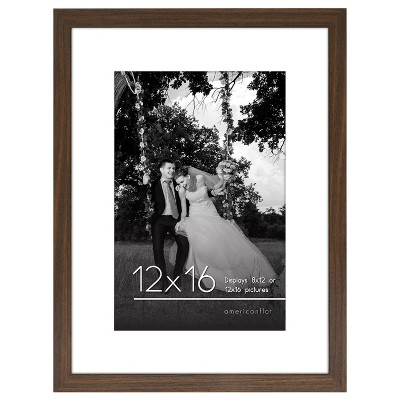 Americanflat 12x16 Picture Frame In Walnut - Displays 8x12 With Mat And ...