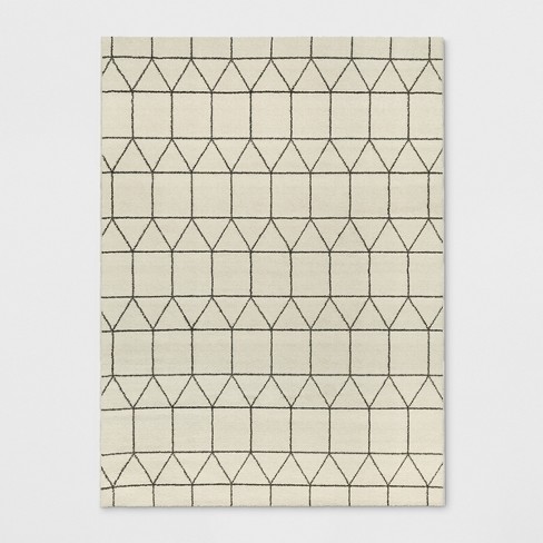 9'2"x12' Elle Linear Grid Woven Area Rug Cream - Threshold™ : Target