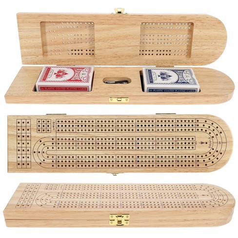 Pacific Shore Games Wooden Cribbage Board Game Set, Continuous 3 Track ...