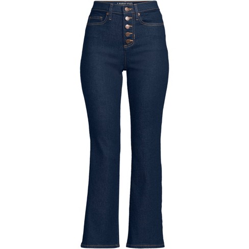 Lands' End Women's Recover High Rise Button Front Kick Flare Crop Jeans ...