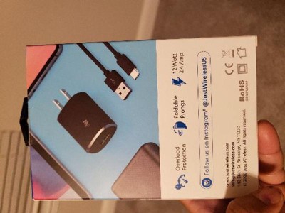 Just Wireless 2.4a/12w 1-port Usb-a Home Charger With 6' Tpu Type-c To ...