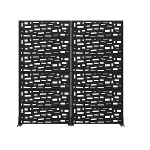 MAYEERTY 72X35" Metal Outdoor Black Privacy Screen for Backyard ...