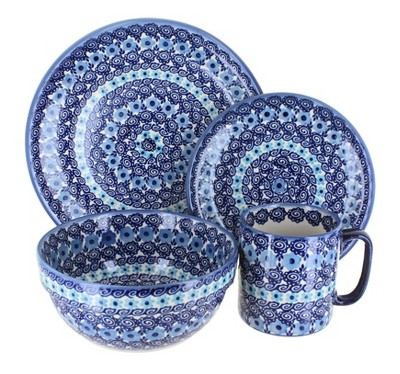 Blue Rose Polish Pottery Evergreen 16 Piece Dinner Set : Target