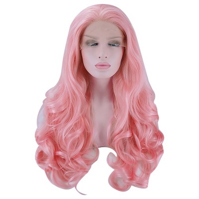 Unique Bargains Women Halloween Long Natural Curly Lace Front Wigs With ...