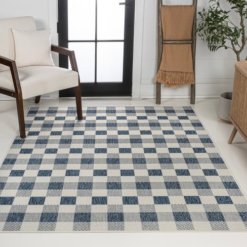 Darcy Traditional Geometric Bold Gingham Navy/cream 3 Ft. X 5 Ft ...