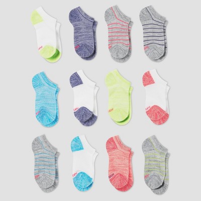Hanes Girls' 12pk Ankle Athletic Socks - Colors May Vary L : Target