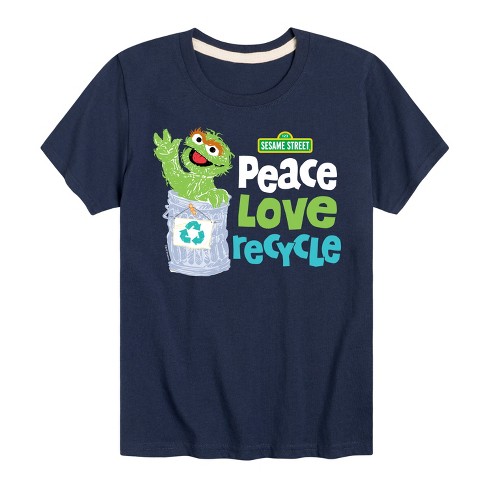 Sesame Street Peace Love Recycle Short Sleeve Graphic T-shirt - Navy ...