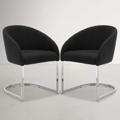 Bekrvio Boucle Dining Chairs with Barrel Back Set of 2 - Mid Century ...