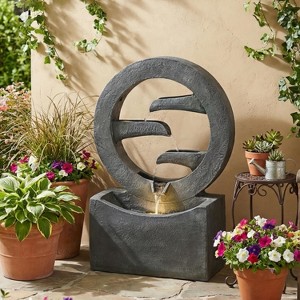 Christopher Knight Home Somsak Modern Circular Polyresin Outdoor Water ...
