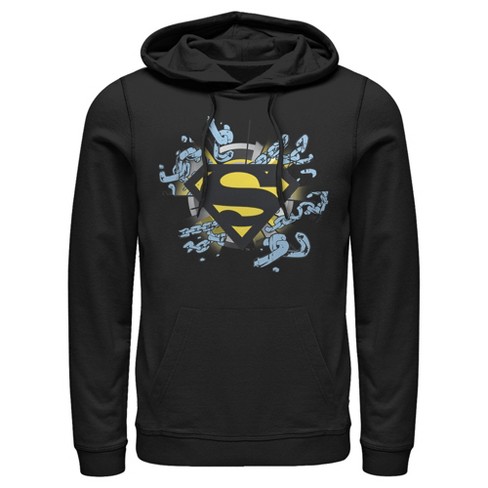 Men's Superman Logo Broken Chain Pull Over Hoodie - Black - Medium : Target
