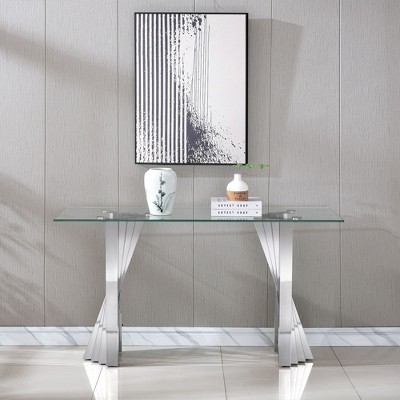 Nicbex Modern Tempered Glass Top Console Table,entryway Table With ...