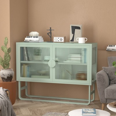 Modern Sideboard Buffet Cabinet, Stylish Tempered Glass Kitchen ...