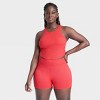 Women's Rib High Neck Racerback Cropped Tank Top - All In Motion™ Red ...