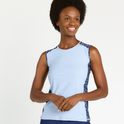 Calypsa Women's Loose Fit Tankini Upf 50+ Maya Swim Top - Navy Mosaic ...