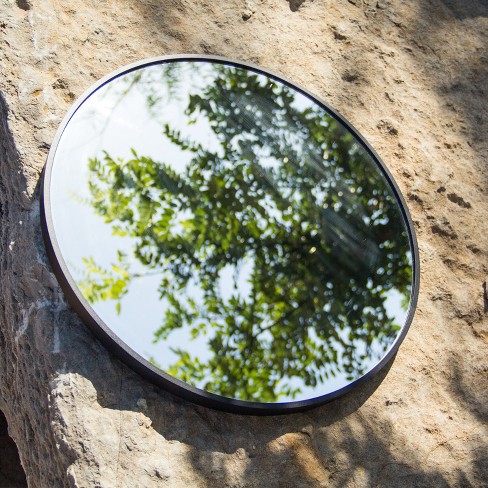 Alani 28*28 Wall Mounted Round Mirror With Brushed Aluminum Frame Large ...