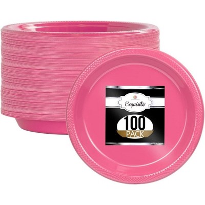 Exquisite Bulk 7 Inches Hot Pink Disposable Plastic Plate - 100 Count ...