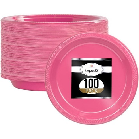 Exquisite Bulk 7 Inches Hot Pink Disposable Plastic Plate - 100 Count ...