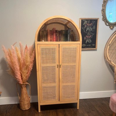 Woven Arched Wood Cabinet Black - Threshold™ : Target