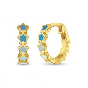 Girls' Star Cascade Huggie Hoop Gold Plated Sterling Silver Earrings ...
