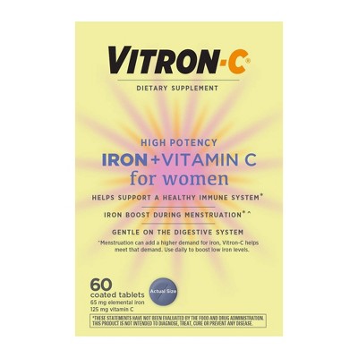 Vitron-c Vegan Iron & Vitamin C Supplement - 60ct : Target