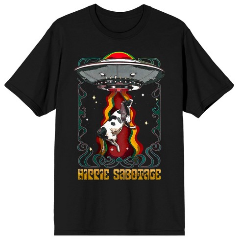 Hippie Sabotage Alien Spaceship Abducting Cow Crew Neck Short Sleeve ...