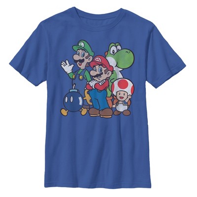 Boy's Nintendo Mario Super Bros T-shirt - Royal Blue - Large : Target