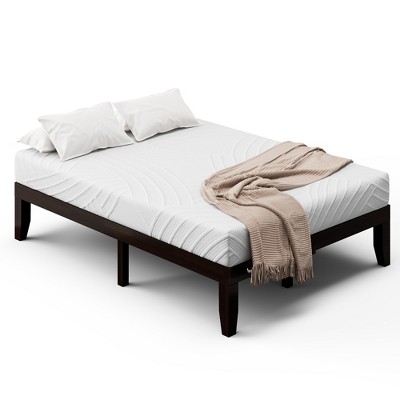 Costway Full Size Wood Bed Frame & Memory 8'' Foam Mattress Set ...
