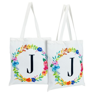 Okuna Outpost Set Of 2 Reusable Monogram Letter J Personalized Canvas ...