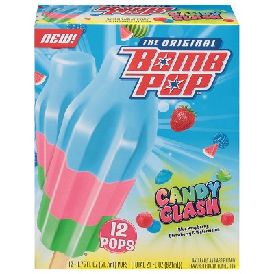 Bomb Pop Candy Clash Frozen Ice Pops - 21floz/12pk : Target