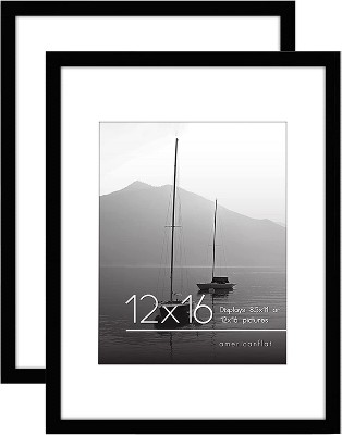 Americanflat 12x16 Picture Frame With Mat For 9x12, Black, 2 Pack : Target