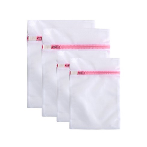 Unique Bargains Polyester Durable Fine Mesh Laundry Bags Pink Set Of 4 ...