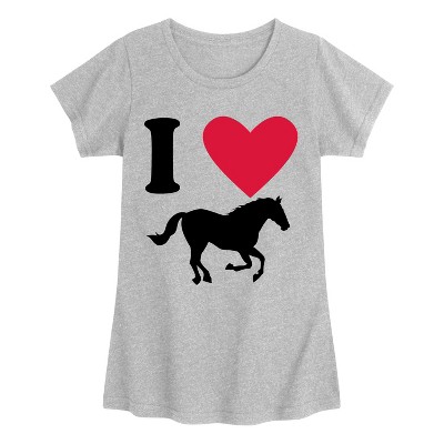 Girls' - Instant Message - I Love Horses Fitted Short Sleeve Graphic T ...