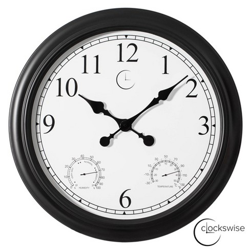 Clockswise Large Outdoor Wall Clock Thermometer Combo, Waterproof ...
