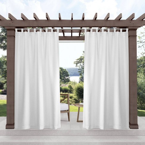 Set Of 2 (132"x54") Indoor/outdoor Solid Cabana Tab Top Curtain Panels ...