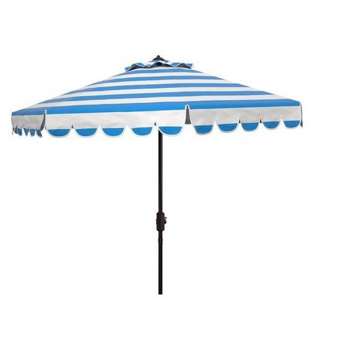 Maui Single Scallop Striped 9ft Crank Push Button Tilt Patio Outdoor ...