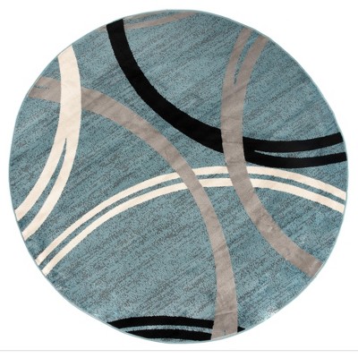 World Rug Gallery Contemporary Abstract Circles Design Blue 6'6" Round ...
