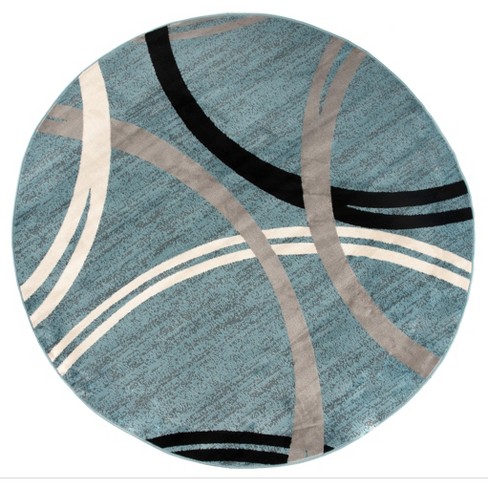 World Rug Gallery Contemporary Abstract Circles Design Blue 6'6" Round ...