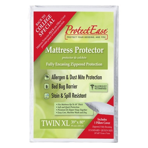 Twin Xl Zippered Mattress Protector With Pillow Protector - Protectease ...