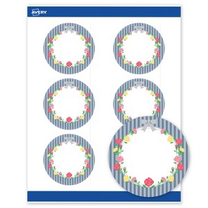 Avery® Matte 3" Diameter Labels, Silver Ribbon w/Roses, 60ct : Target