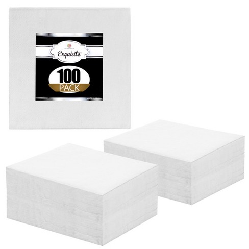 Exquisite 100 Count Paper Beverage Napkins Disposable-white : Target