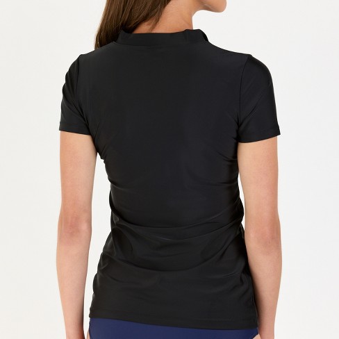 Calypsa Women's Full-zip Short Sleeve Upf 50+ Adele Swim Top - Black ...