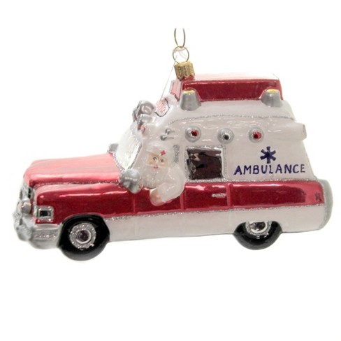 3.75 In Santa Driving Ambulance Emt Christmas Tree Ornaments : Target