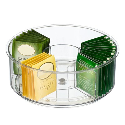 mDesign Lazy Susan Divided Turntable Tea Bag Spinner for Kitchen : Target