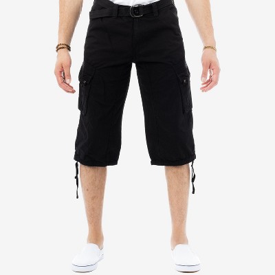 X Ray Men’s Belted 18 Inch Below Knee Long Cargo Shorts In Black Size ...