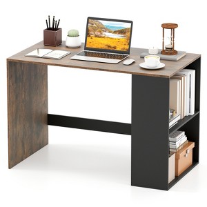 Costway Computer Desk 44'' Home Office Desk w/ 2-Tier Bookshelf Study ...