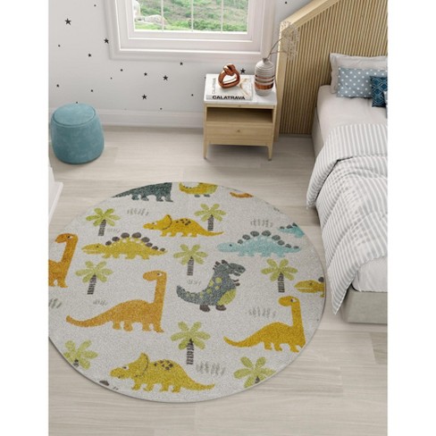Unique Loom Whimsy Kids Collection Area Rug - Dinotopia (3' 3" Round ...