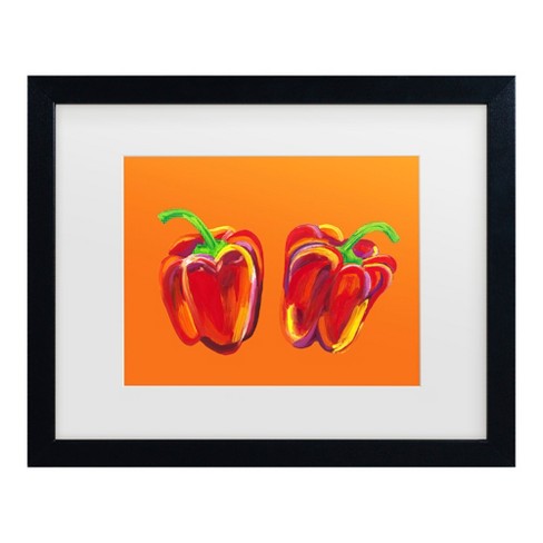 Alice Straker Peppers On Orange Matted Framed Art : Target